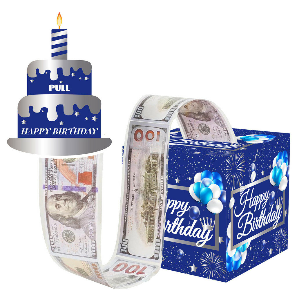 Бумажная копилка для денег на день рождения с ярким дизайном для украшения праздника и подарка стиль 22