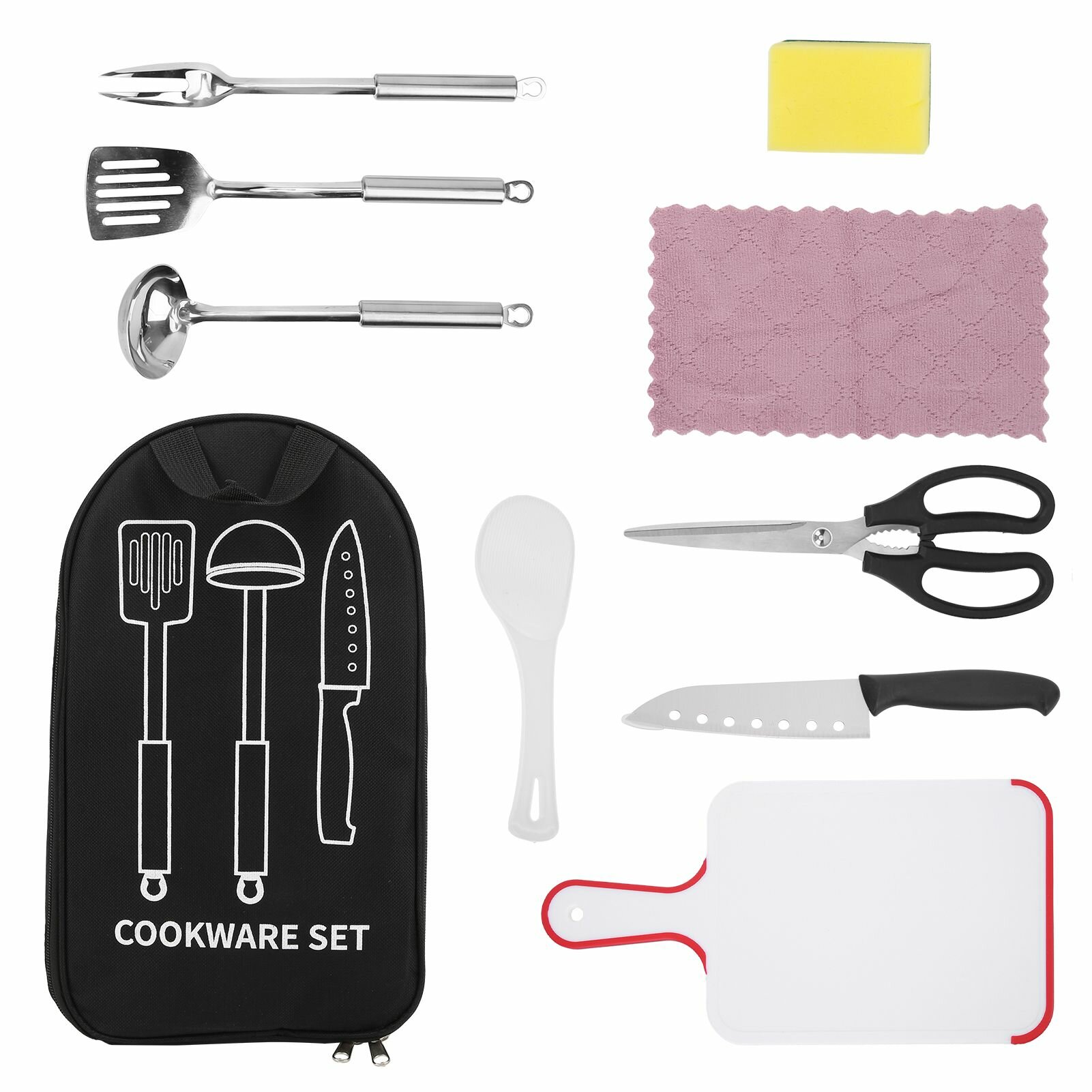 Набор из 9 предметов уличной посуды Многофункциональная сумка из нержавеющей стали для пикника Инструмент для барбекю