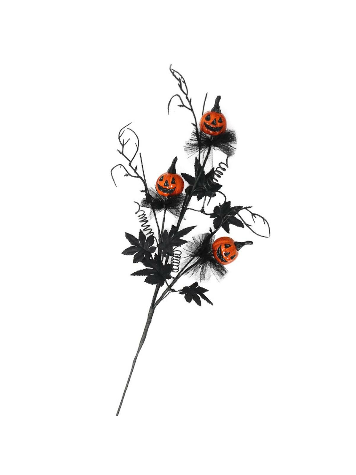 Реалистичный цветочный стебель с искусственной тыквой и черными листьями, букеты на Хэллоуин