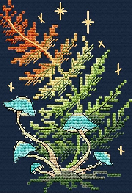 Вышивка на одежду набор Жар-птица (МП-студия), "Лесная магия", 9х13 см, Грибы Природа