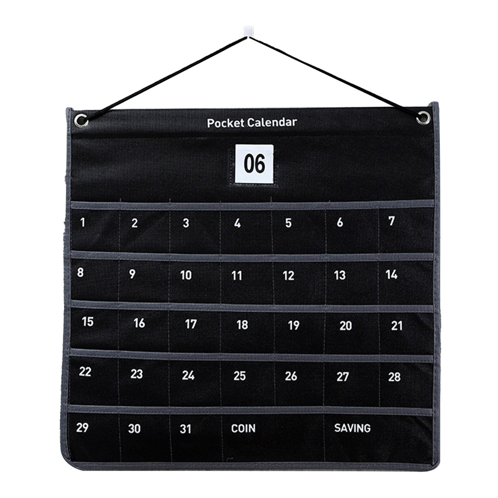 Настенный карманный календарь, нетканая сумка для хранения ежемесячного календаря для спальни, гостиной, офиса, 44x42 см, черный
