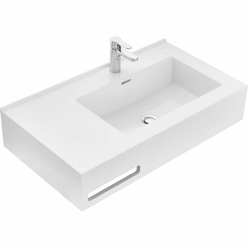 Раковина Aquaton Квадро Про 80 R 1A734331QA01R Белая, литьевой мрамор, подвесная