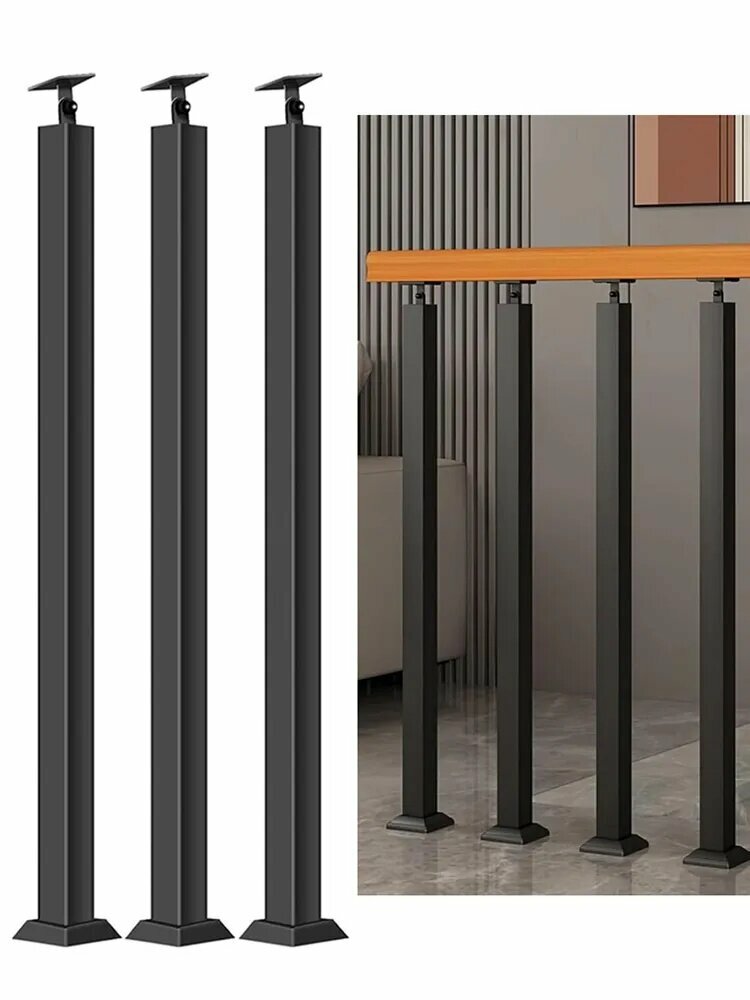Металлические стойки для лестничных перил, кованые опоры черного цвета с креплениями для дома, лофта, крыльца