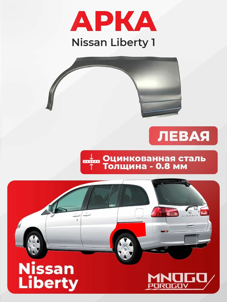 Задняя левая арка на Nissan Liberty Минивэн 5 дв. 1998-2004 оцинкованная сталь, толщина 0,8 мм (Ниссан Либерти), . кузовной ремонт.