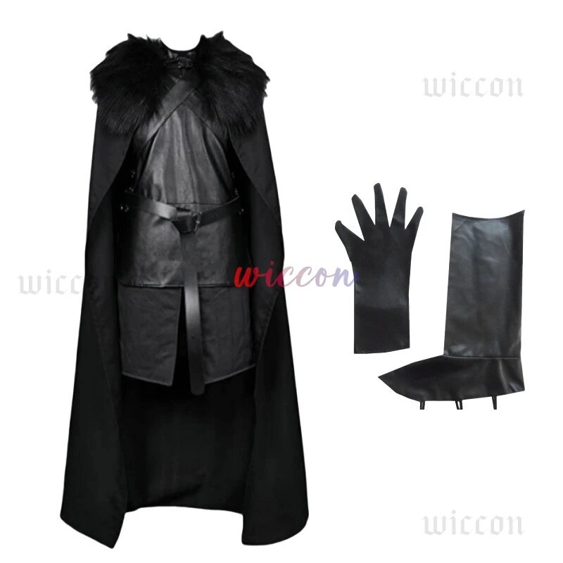 ТВ Джон Сноу Косплей Костюм Для Взрослых Унисекс Черный Боевой Униформа Костюм Хэллоуин Наряд Парик Вечеринка Представление Карнавал Ролевые Игры