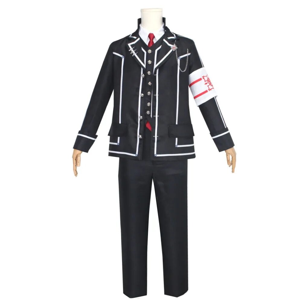 Аниме Рыцарь-вампир Кирю Зель Косплей Костюм Парик Британский стиль Черная школьная форма Пальто Рубашка Мужской карнавальный костюм на Хэллоуин