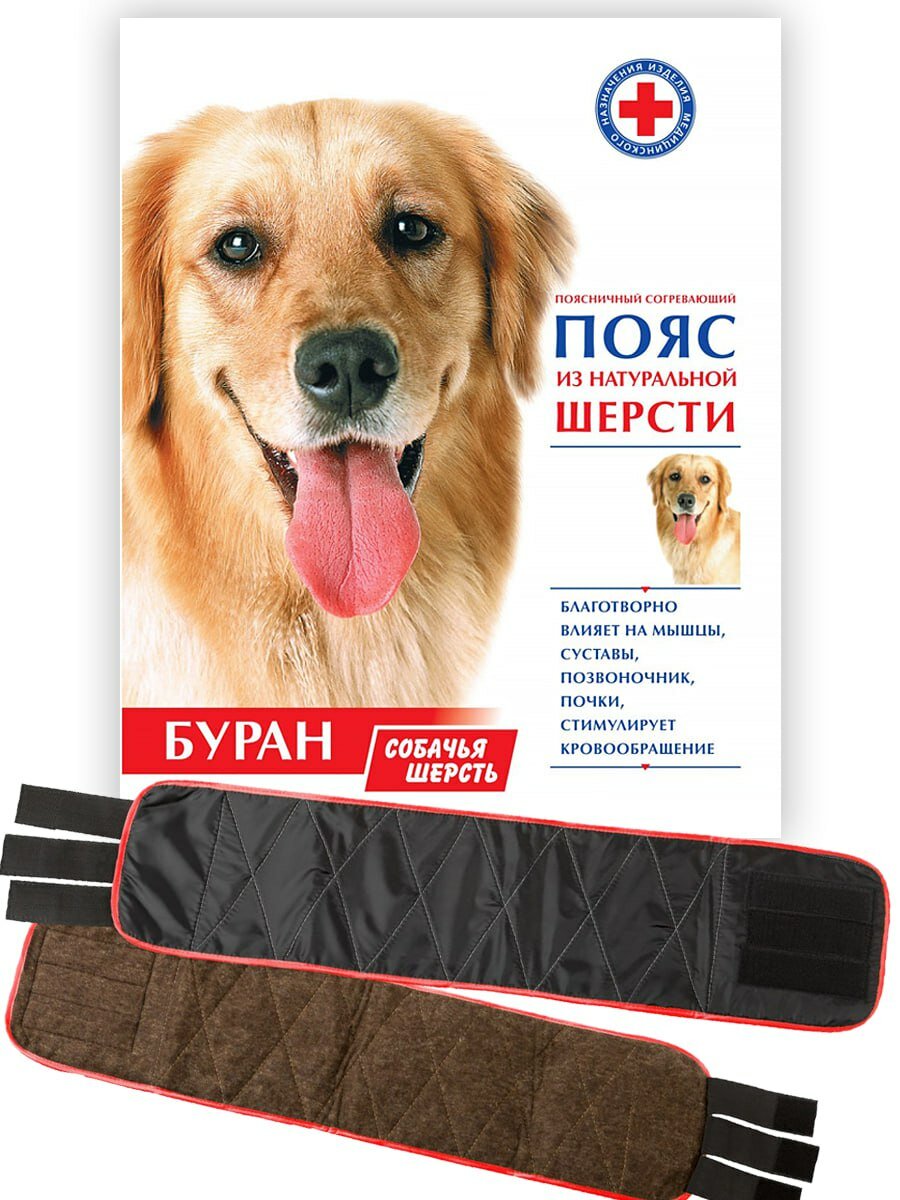Пояс для спины из собачьей шерсти согревающий "Буран" р.48-50 (95-98 см) M