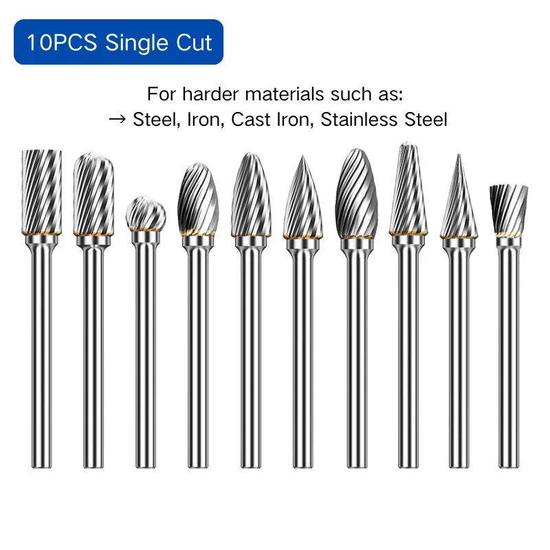 Набор фрез из вольфрамовой стали для гравировки Dremel 10PCS Single Cut