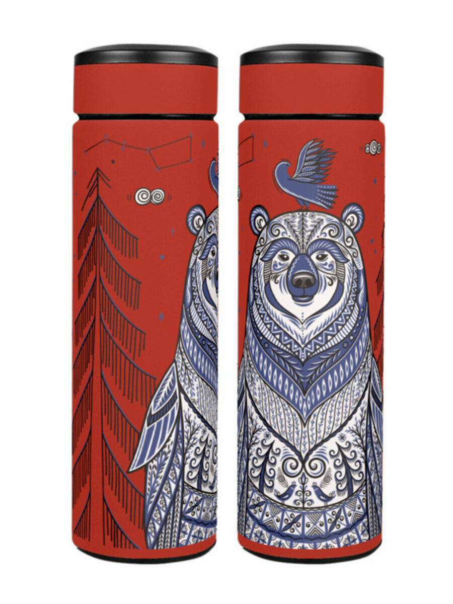 Термос «Большая Медведица. Мезенские мотивы (т)» (красный)