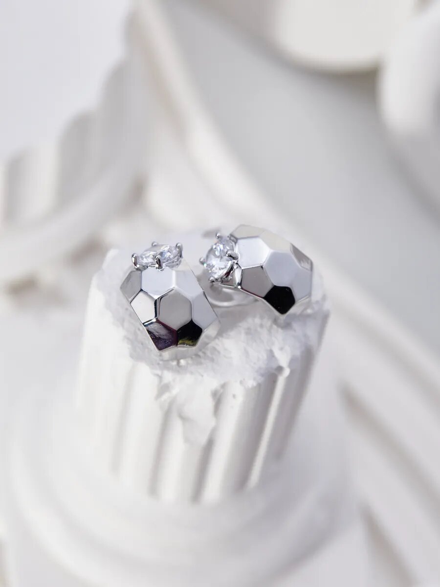 Серьги, кристалл, фианит, кристаллы Swarovski