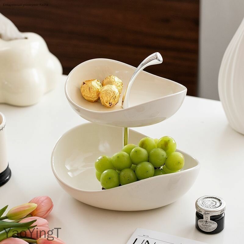 Легкая роскошная керамическая тарелка-сердечко из высококачественного фруктового инвентаря