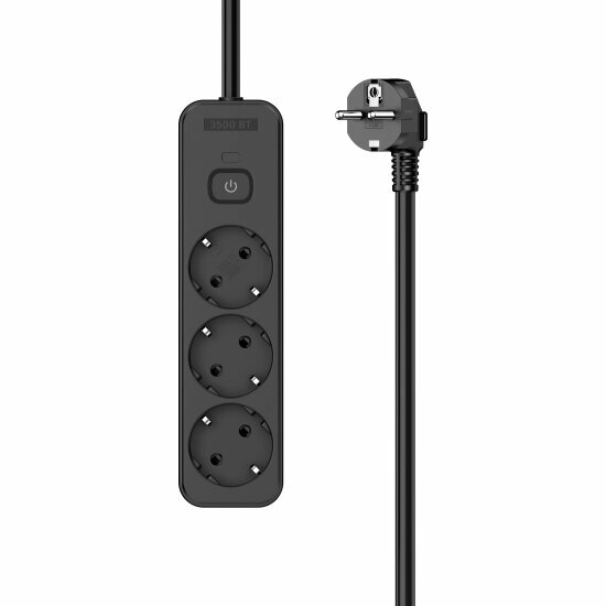 Сетевой удлинитель Perfeo "REAL STRIP" 1,0м, 3 розетки, 16А, 3500 Вт, черный.