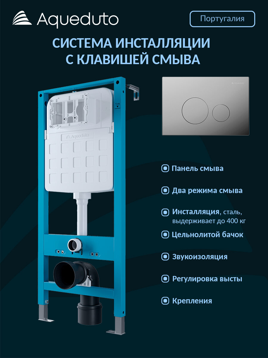 Комплект AQUEDUTO Инсталляция TECNICA Novo с панелью смыва CIRCULO Novo, хром TEC11CIR0200