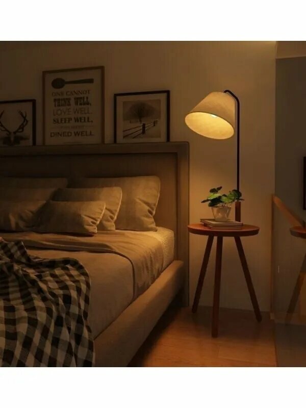 Напольный светильник со столиком и прикроватной тумбочкой