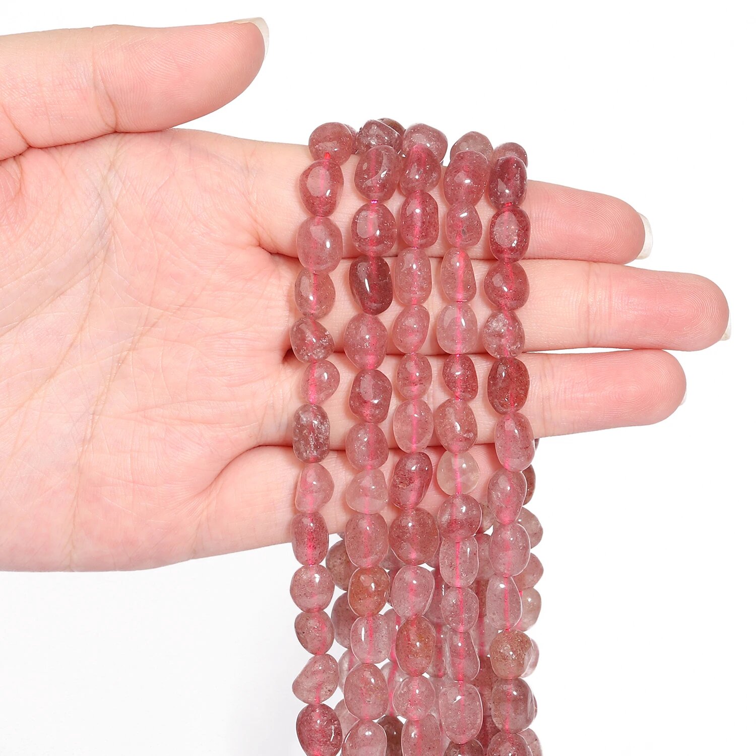 Натуральные бусины аметист лабрадорит лазурит xilitata 8-10 мм Strawberry Quartz