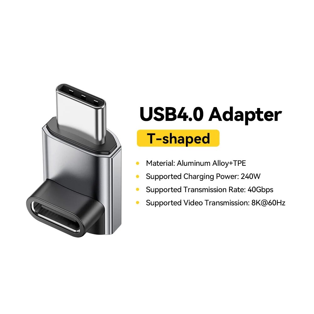 USB4.0 адаптер T-образный, 240W, 40Gbps, 8K@60Hz