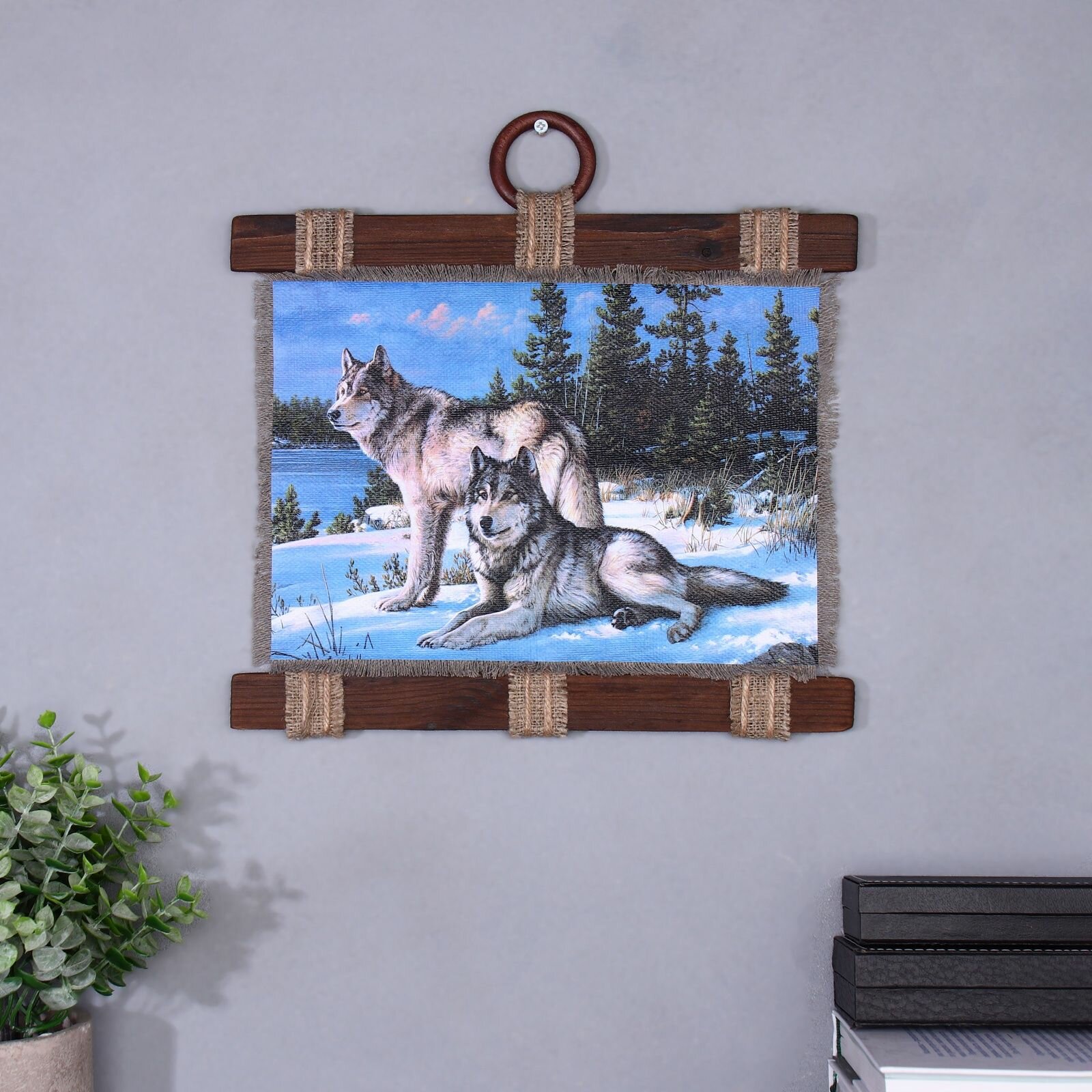 Свиток настенный, подарочный Два волка , панно