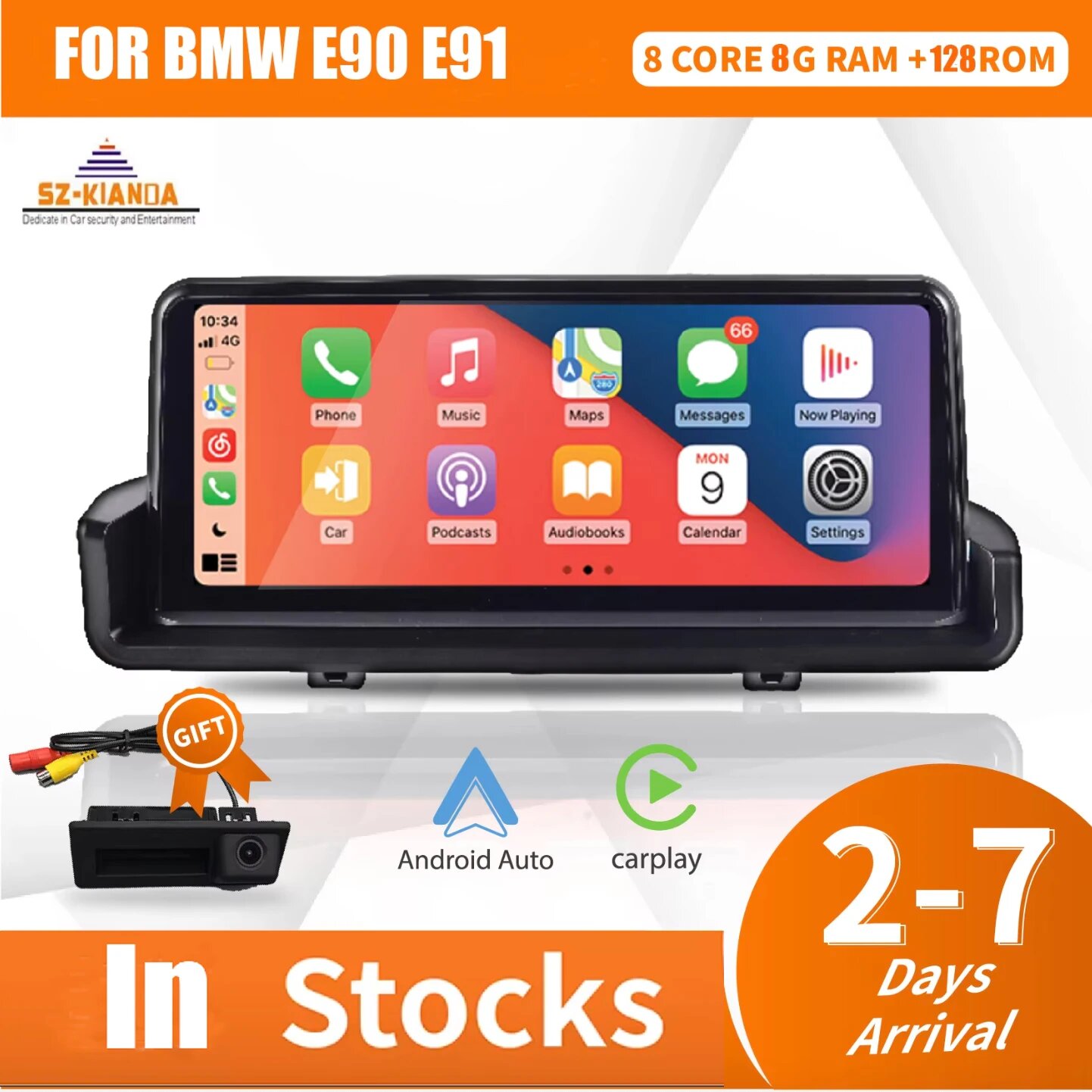 В наличии 10,25 "беспроводной Carplay Android автомобильный мультимедийный плеер для BMW 3 серии E90 E91 E92 E93 GPS Радио экран 4G 8Core 8G128G
