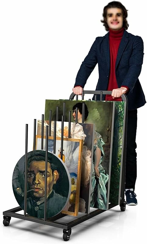 Стеллаж для хранения художественных холстов с колесами