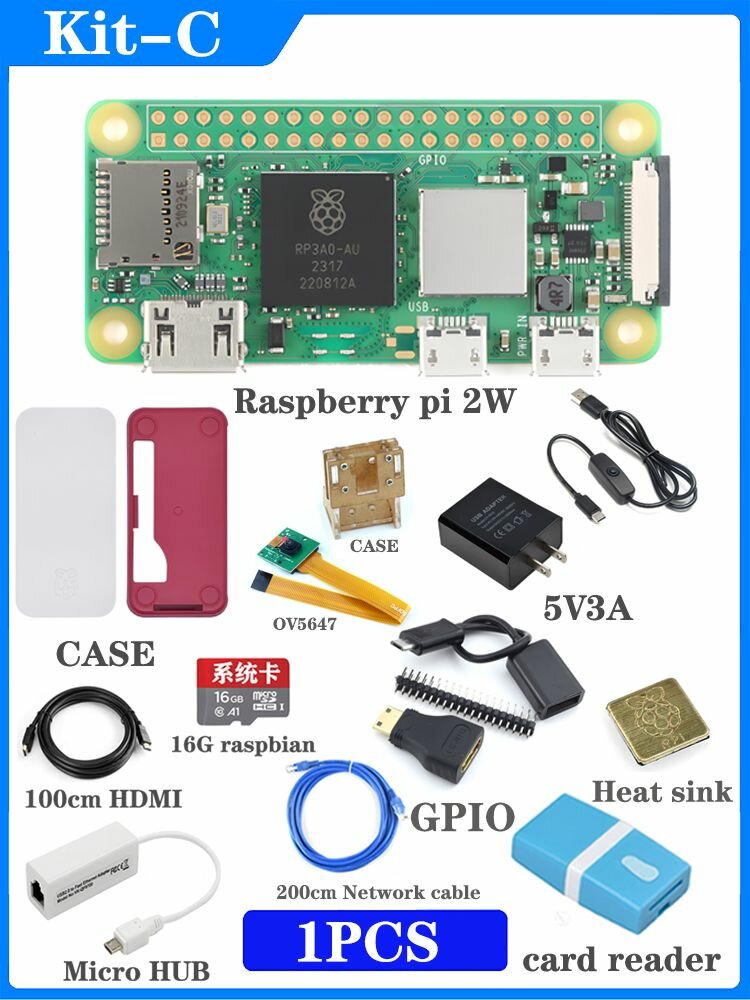 Raspberry Pi Zero 2W 1ГГц SDRAM Bluetooth BLE и WiFi Pi 0 2 Вт