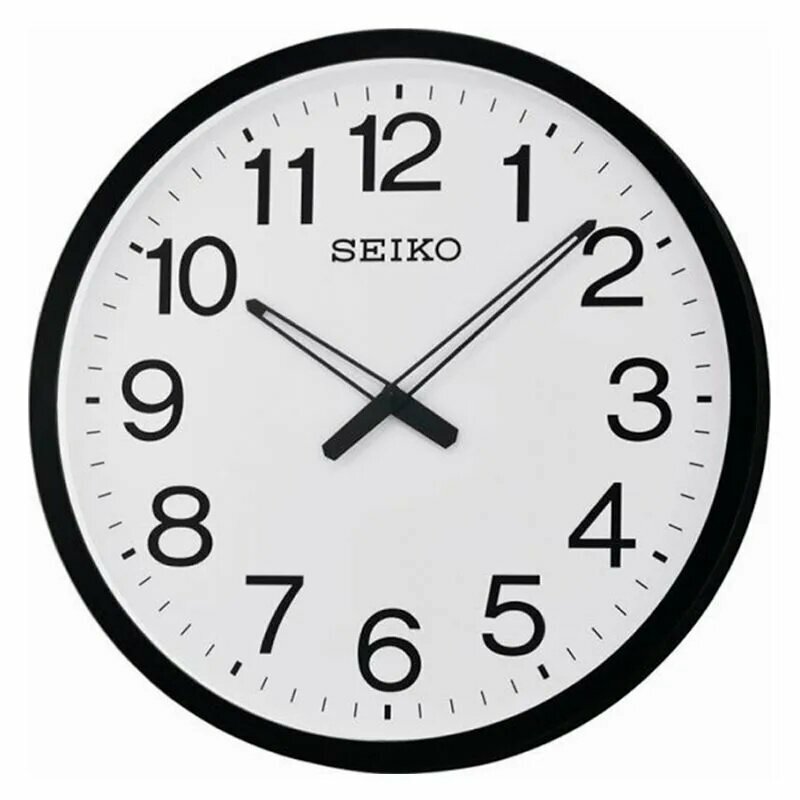 Seiko Настенные часы "Черные большие для дома и офиса, Японский механизм", 51 см х 51 см
