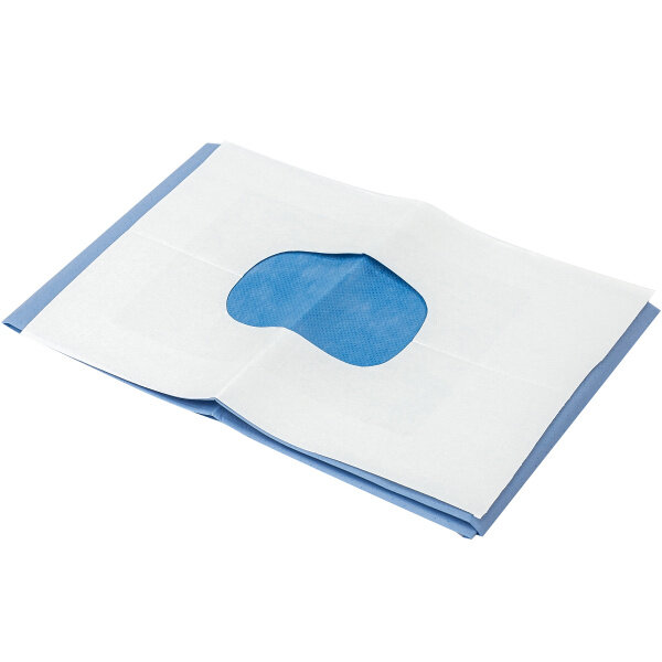 Простыня SMI OP-COVER хирургическая 31х44см. с вырезом (4,5х1,5см.) и липким слоем (абсорбент 56 г/м ), 10штук