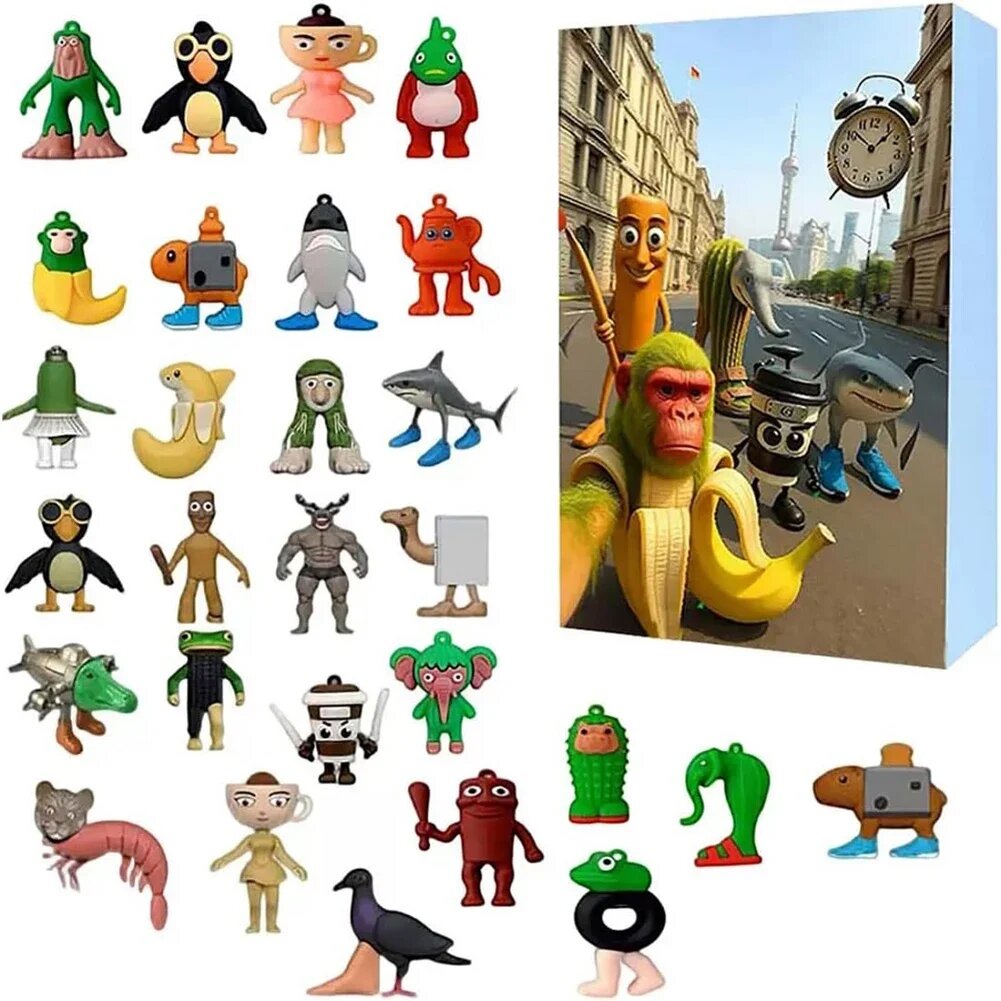 Новый итальянский Адвент-календарь Brainrot Tung Tung Sahur Tralalelo Monsters, фигурка 24-дневного адвент-календаря, подарок на Рождество и день рождения