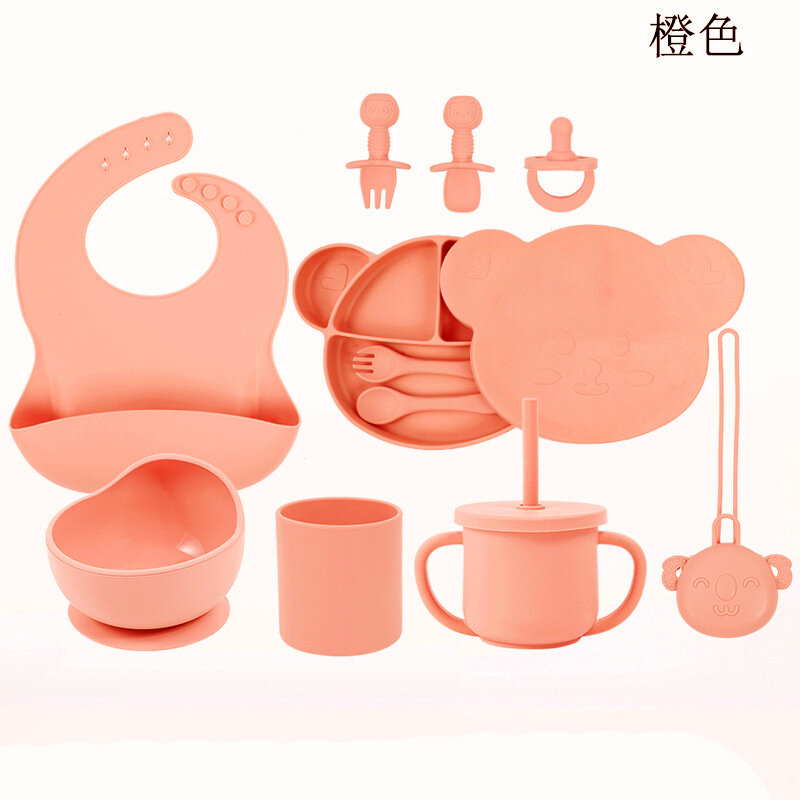 Популярный на Amazon силиконовый набор посуды из 12 предметов с Микки Маусом, тарелки, миски для кормления, товары для мамы и малыша