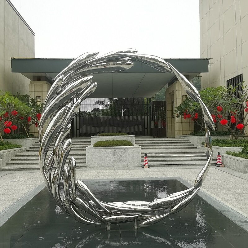 Металлическое гальваническое титановое золотое украшение для бассейна, маленькая скульптура феникса из нержавеющей стали, прямые поставки от производителя, ландшафтная скульптура