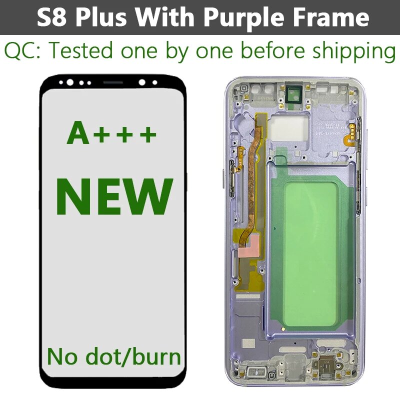 Super AMOLED TFT-дисплей для SAMSUNG Galaxy S8 SM-G950 G950F S8 Plus SM-G955 G955F сенсорный экран, замена дигитайзера ЖК-дисплея AMOLED S8P Purple