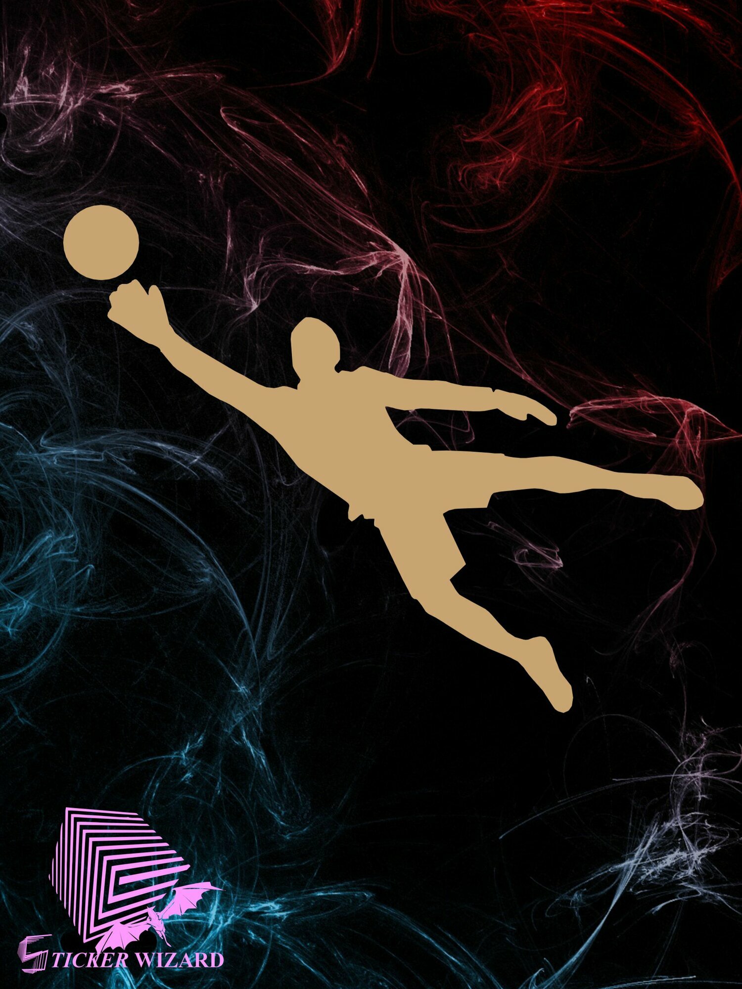 Наклейка виниловая на прозрачной основе (бежевая) "Футбол вратарь"