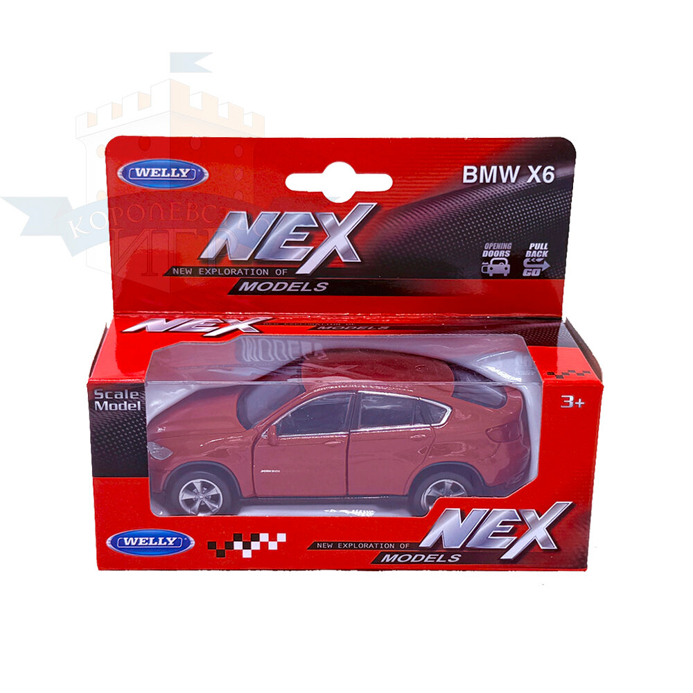 Машинка Welly BMW X6 (E71), красный, 1:38, арт.43617W-R, инерционная