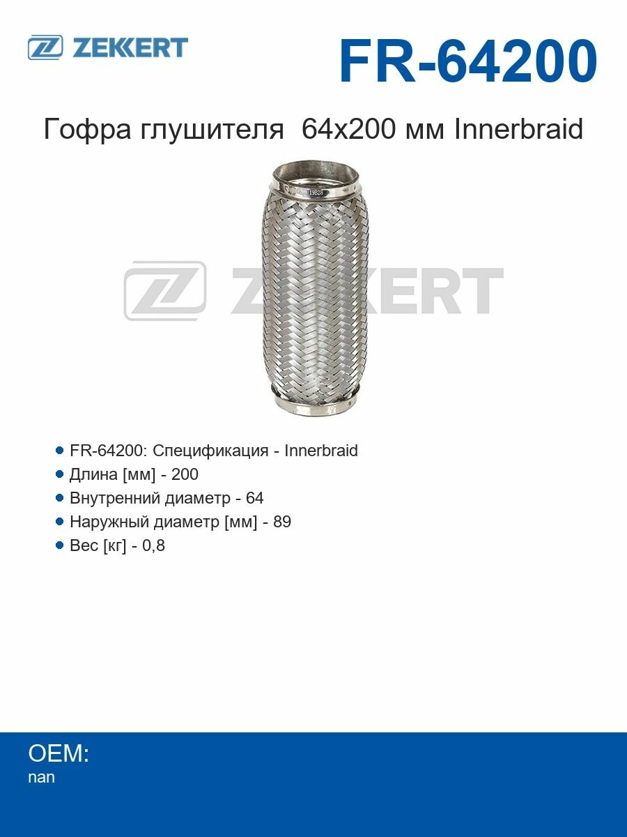Гофра глушителя 64x200 мм Innerbraid