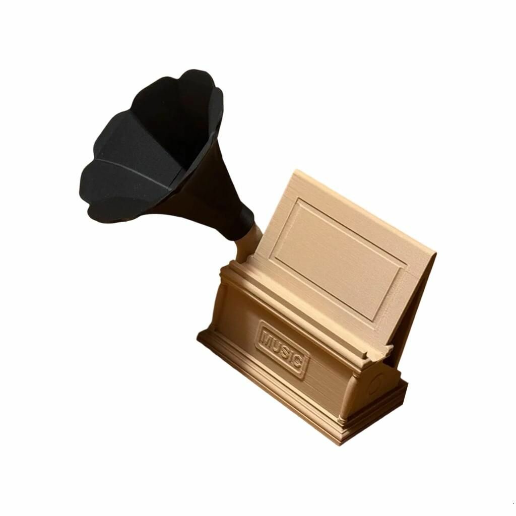 Подставка под внешний динамик и телефон в стиле граммофона, Светло - коричневый