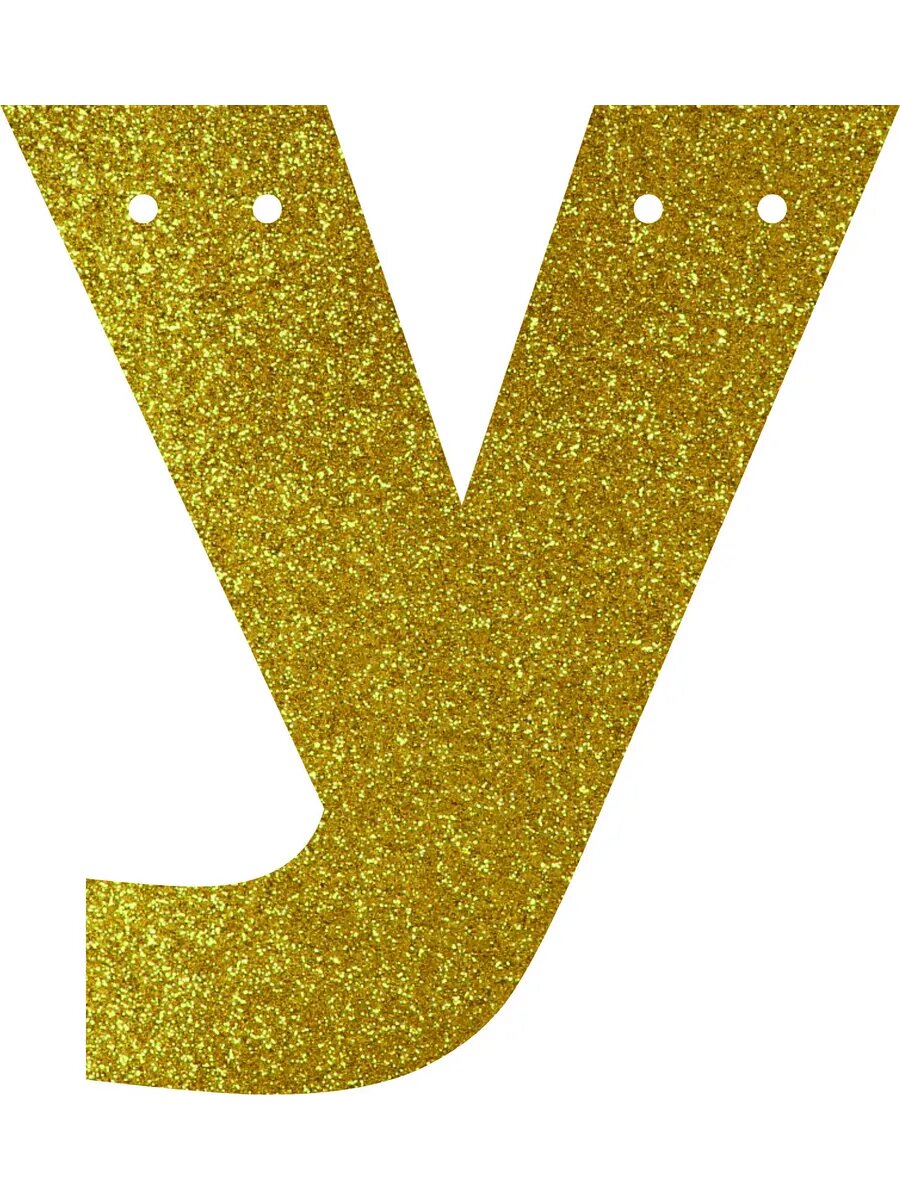 Буква У, Золото для гирлянды, 135 мм для оформления и декора помещения