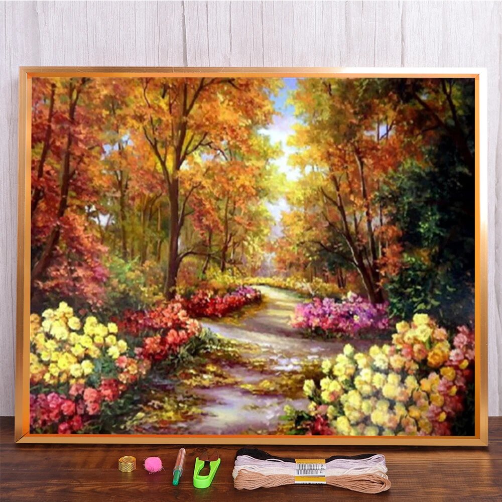 Комплект для вышивки крестом Meian, пейзаж 50x70cm, HMA66326, 14CT Cotton Thread