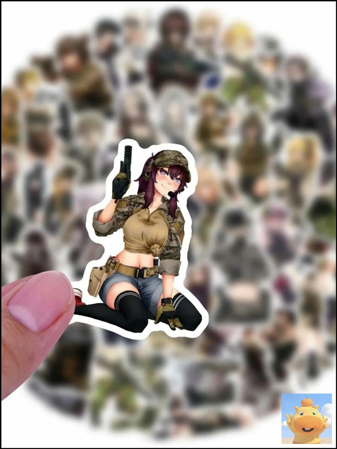 Набор многоразовых виниловых наклеек Military Girls с аниме девушками в военной форме для скрапбукинга и украшения техни — фото 1