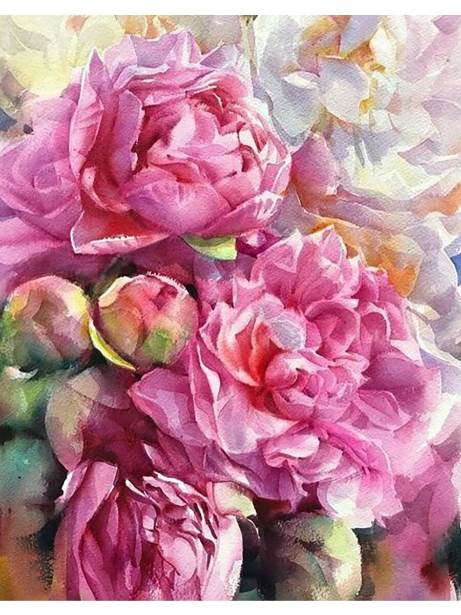 Картина на стену на холсте 40x50 Цветы пионы.