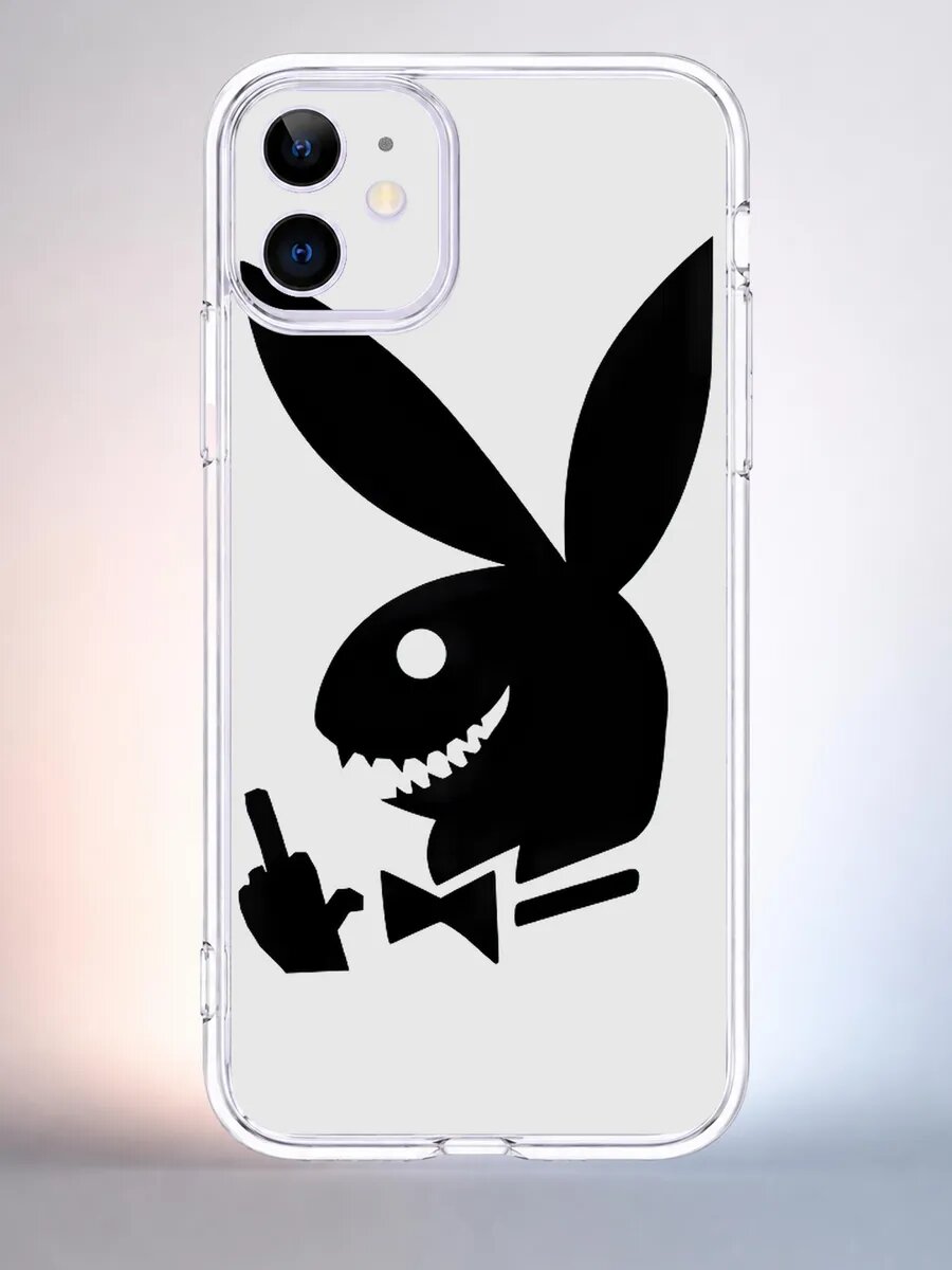 Чехол iPhone 11 плейбой оскал силиконовый прозрачный