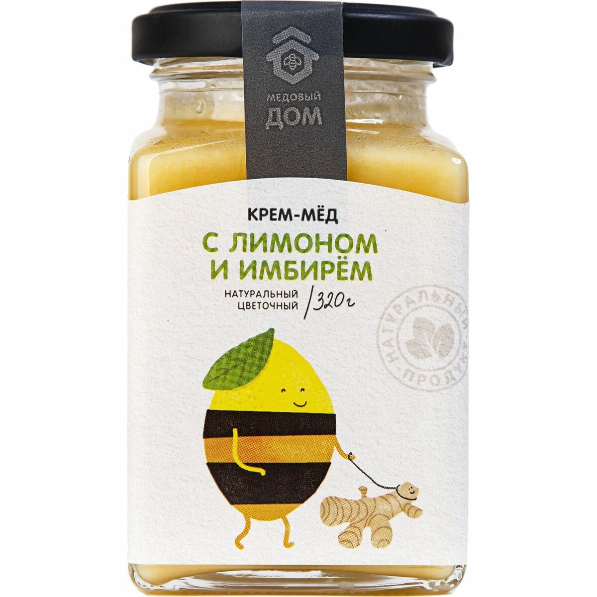Крем-мед Медовый Дом натуральный цветочный с лимоном и имбирем стекло, 320г (2486351)