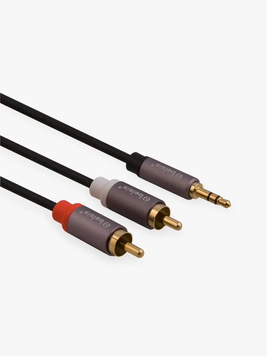 AUX кабель 3,5 мм на 2RCA Belsis Pro, Hi Fi Аудио Стерео, длина 5 метров. BW2015