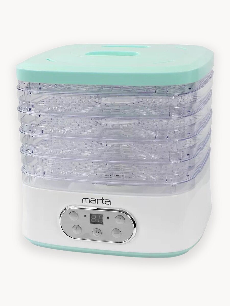 Дегидратор сушилка для овощей электросушилка MARTA MT-1944 5 поддонов белый/светлая яшма