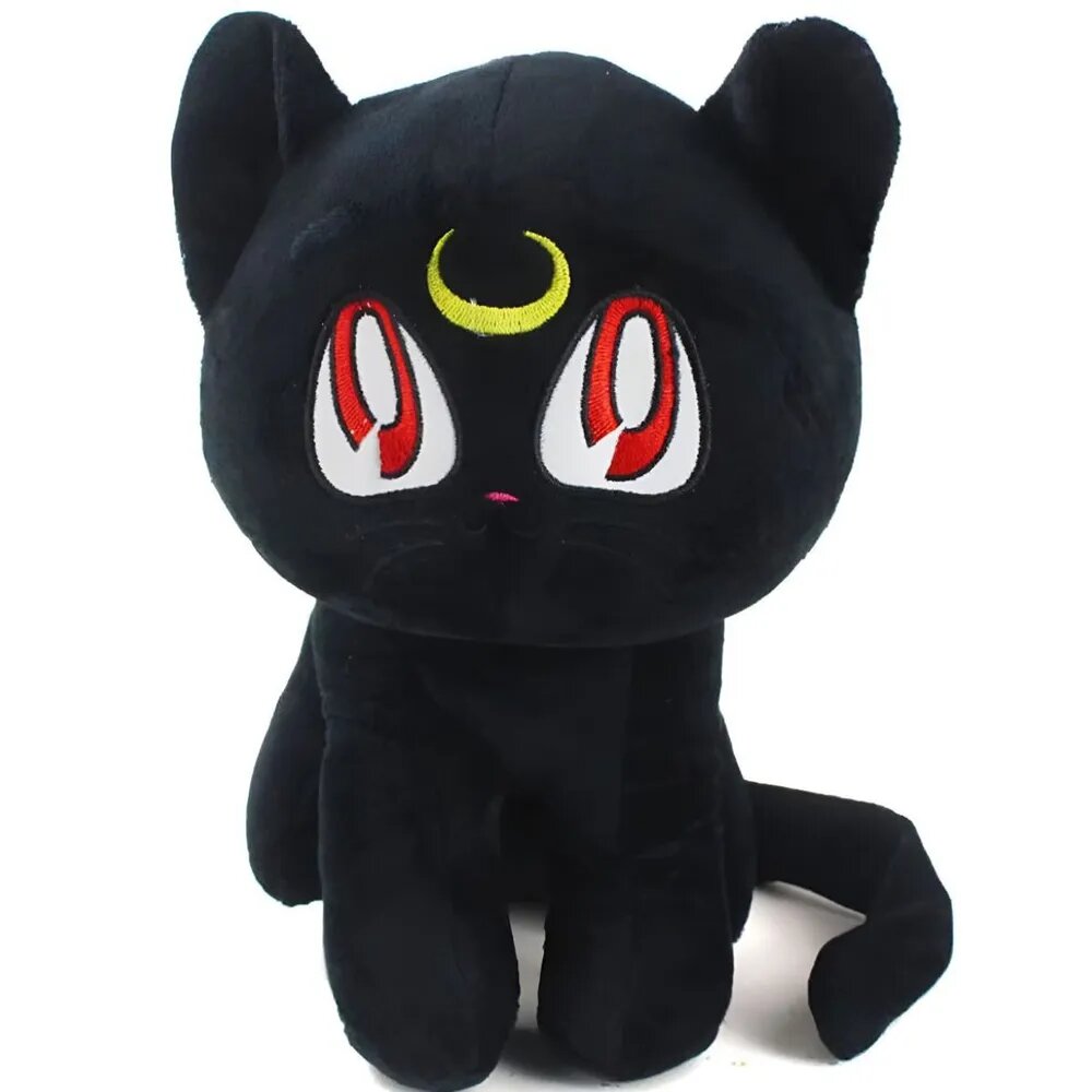 Фигурка Сейлор Мун Кошка Луна Luna, мягкая игрушка, чёрная, плюшевая, 28 см