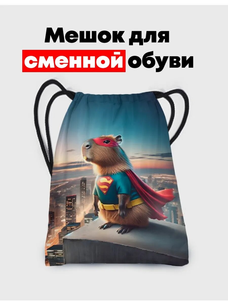 Мешок-сумка для школьной обуви Капибара