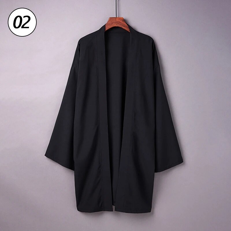 Мужской полиэстровый хаори Ukiyo-e Style Черный, 2