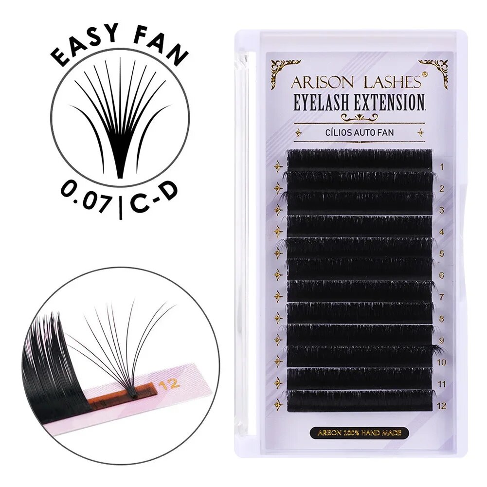 Наращивание ресниц Arison Lashes Easy Fan C-D 0.07 мм, 9 мм