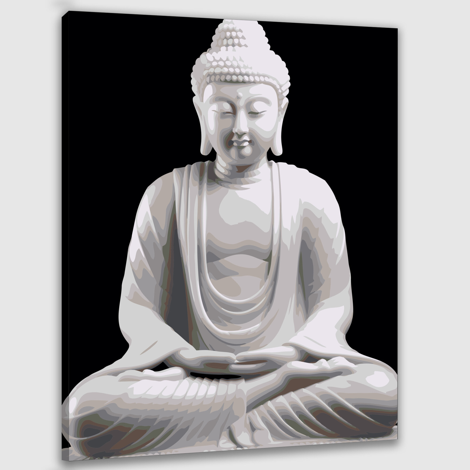 Картина по номерам 40x50 см, Будда, скульптура, мрамор, спокойствие, умиротворение, медитация, детали, резьба, лицо