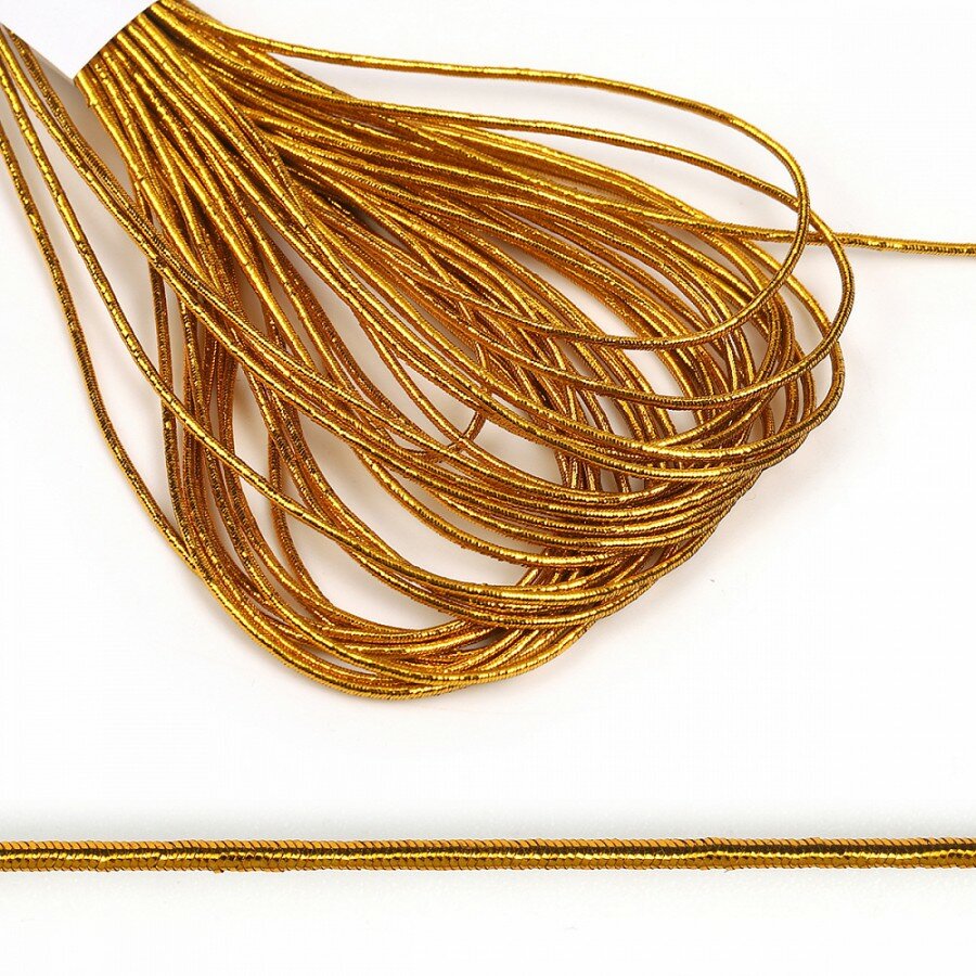 Резинка TBY шляпная (шнур круглый) цв. золото 1.0мм рул.10м (+-0,5м)