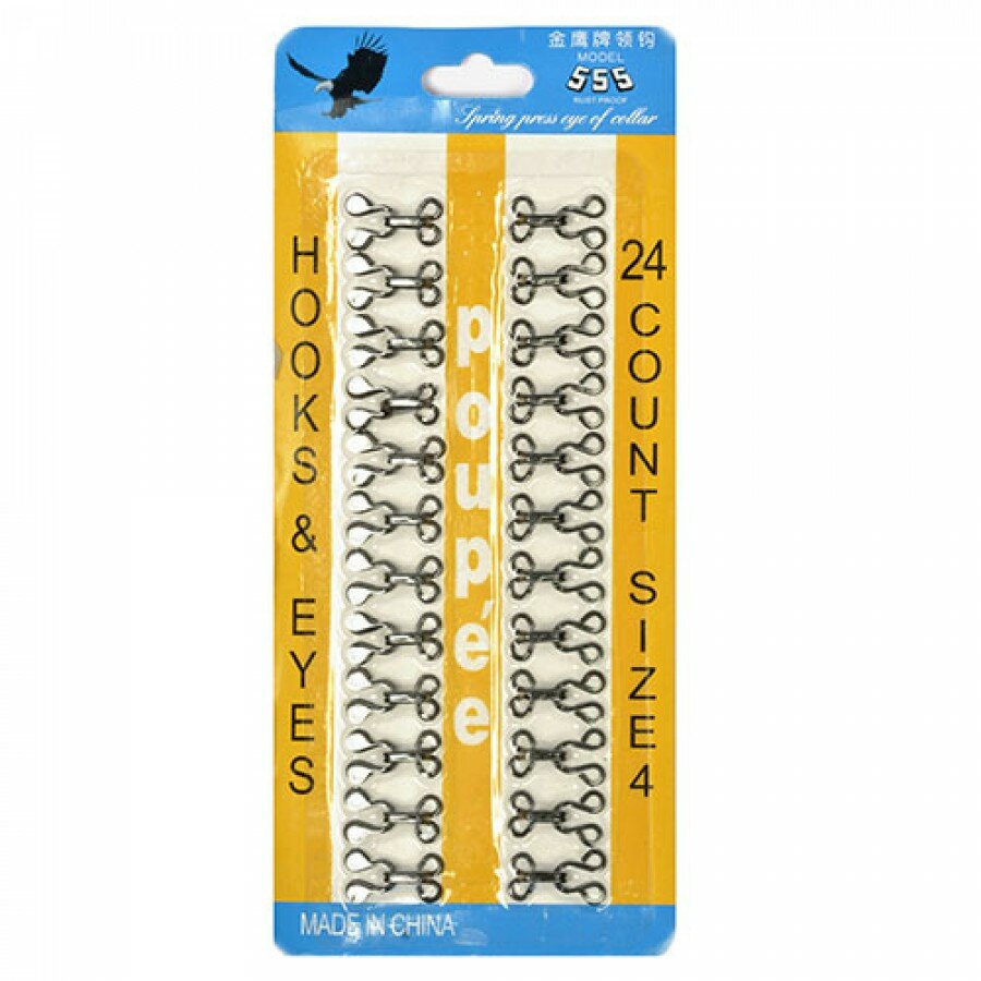 Крючки пришивные в блистере N4 (23х12мм) TBY-HIB цв. никель черный, 24 шт