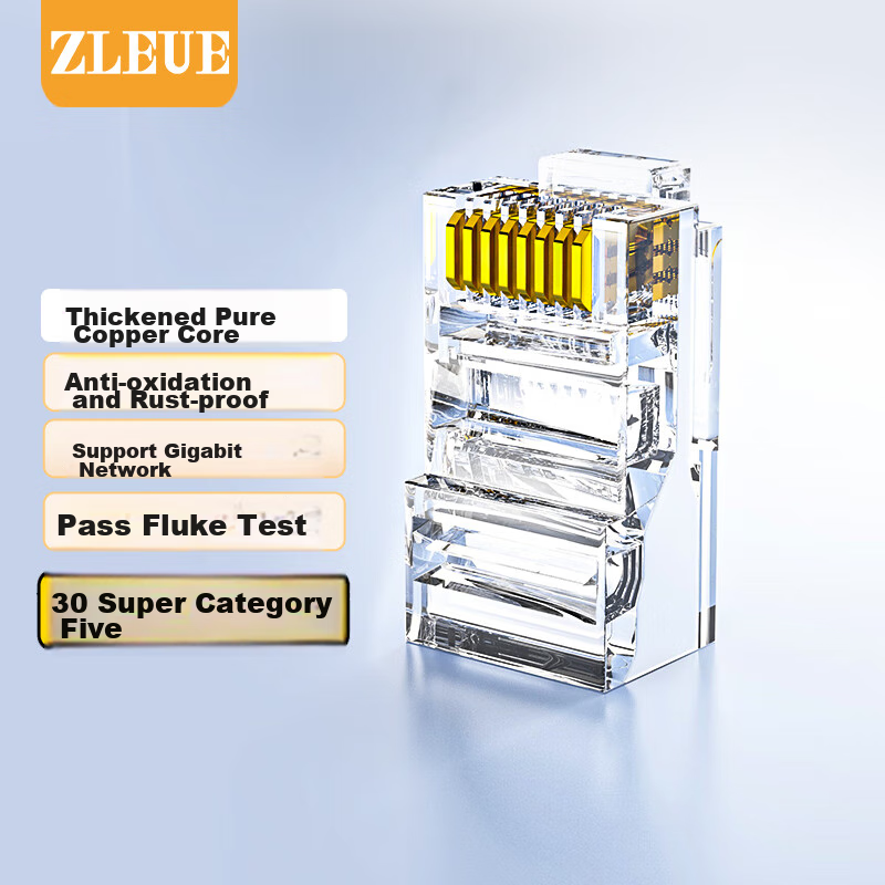 Value Count, CAT5e Ethernet Cable Connector, Gigabit Network Plug, RJ45 Computer Network Cable Connector, CAT5E Gold-Plated Crystal Head, 30 Pieces, ZL-T5030